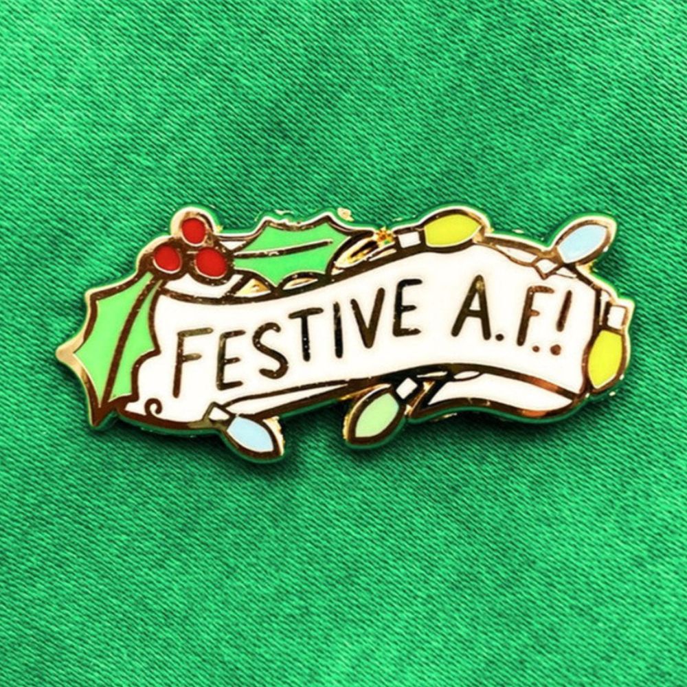 Jubly Umph Festive AF Christmas Pin Enamel Lapel Brooch - Lucky Skates