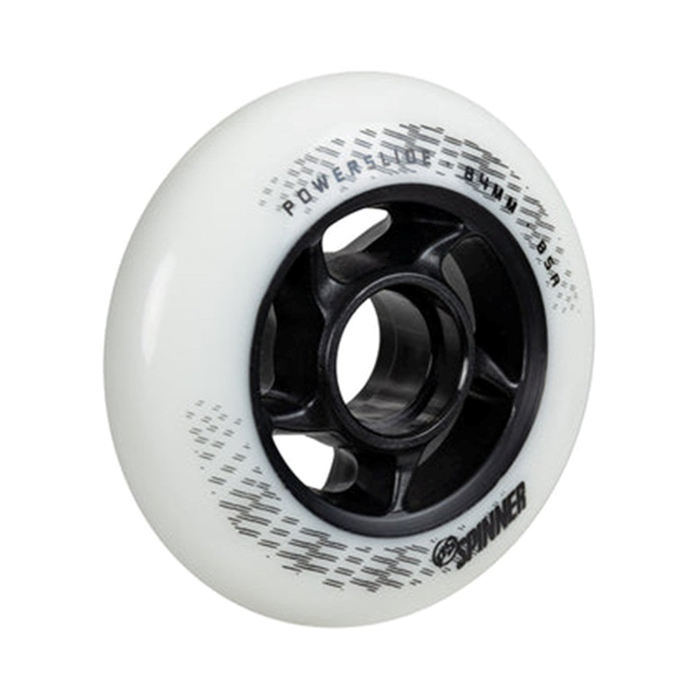 Powerslide Spinner White Inline Skate Wheels 84mm 85A - Lucky Skates