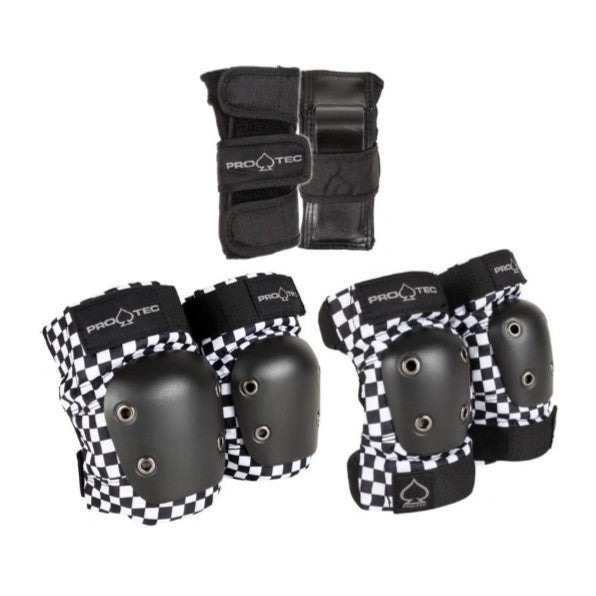 Pro-Tec Junior Street Gear 3-Pack Checker Skate Pads - Lucky Skates